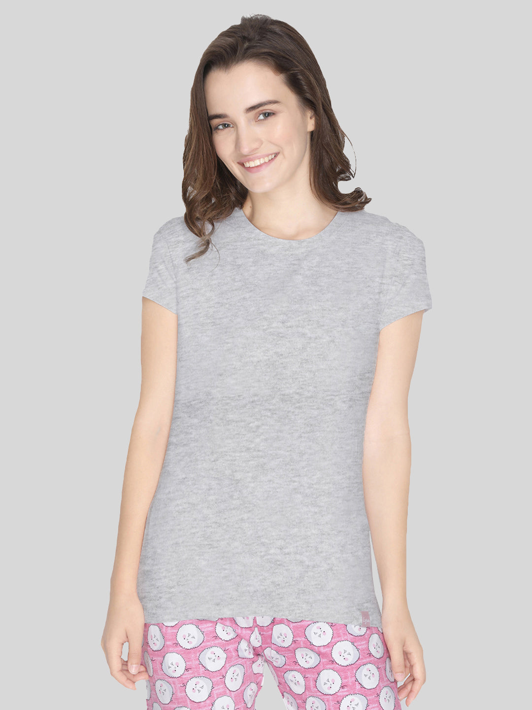 Grey Round Neck T Shirt For Women | Premium Quality – LYRA