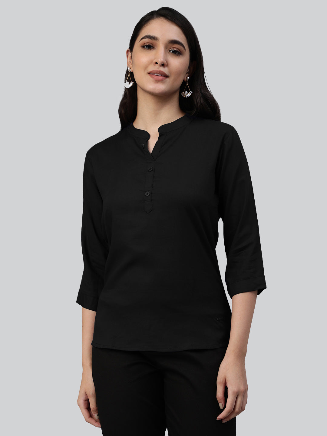 Ladies Tunic Tops | Black Rayon Tunic Online - Lyra – LYRA